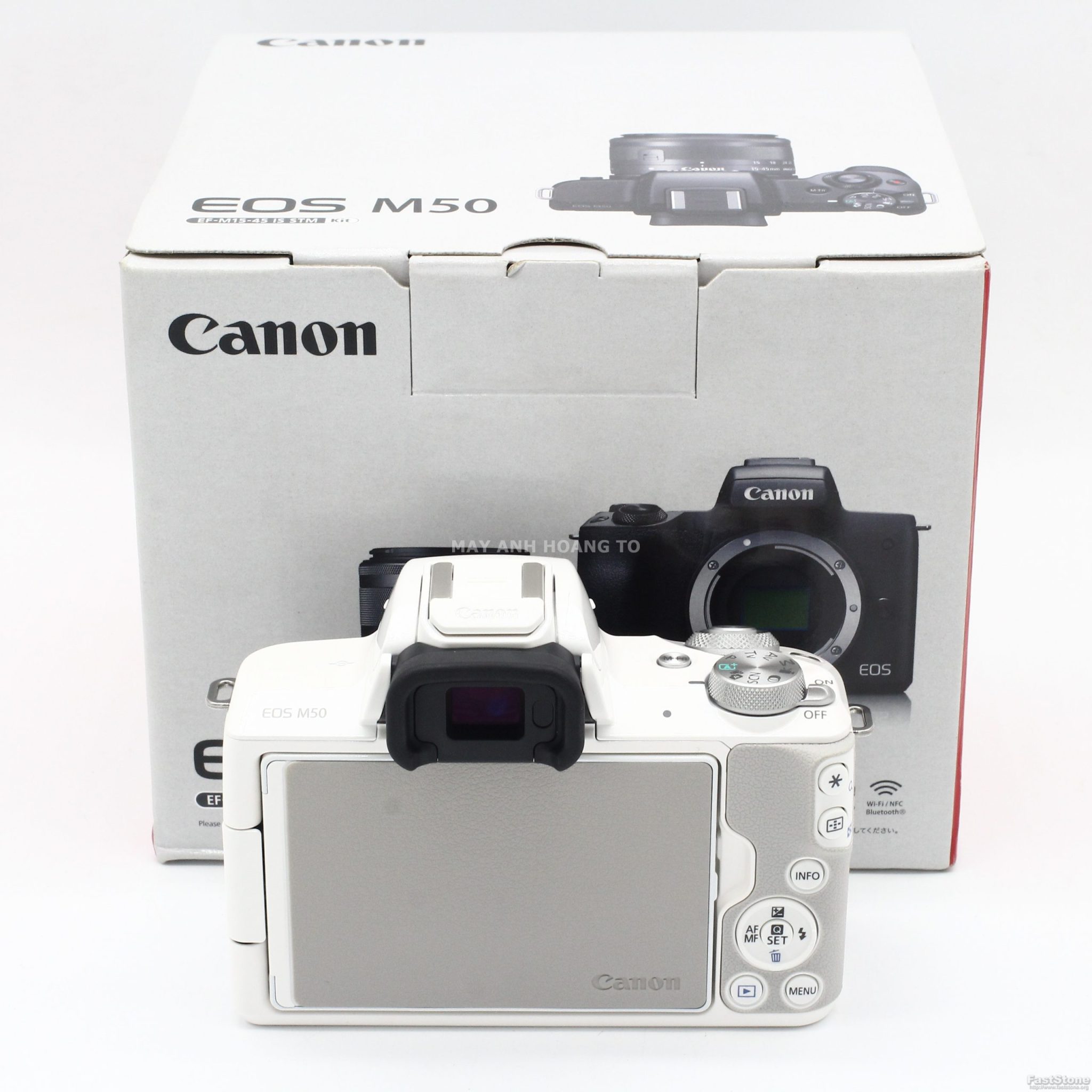 Canon EOS M50 + kit 15-45mm (đen -trắng) cũ - Máy Ảnh Xách Tay Nhật