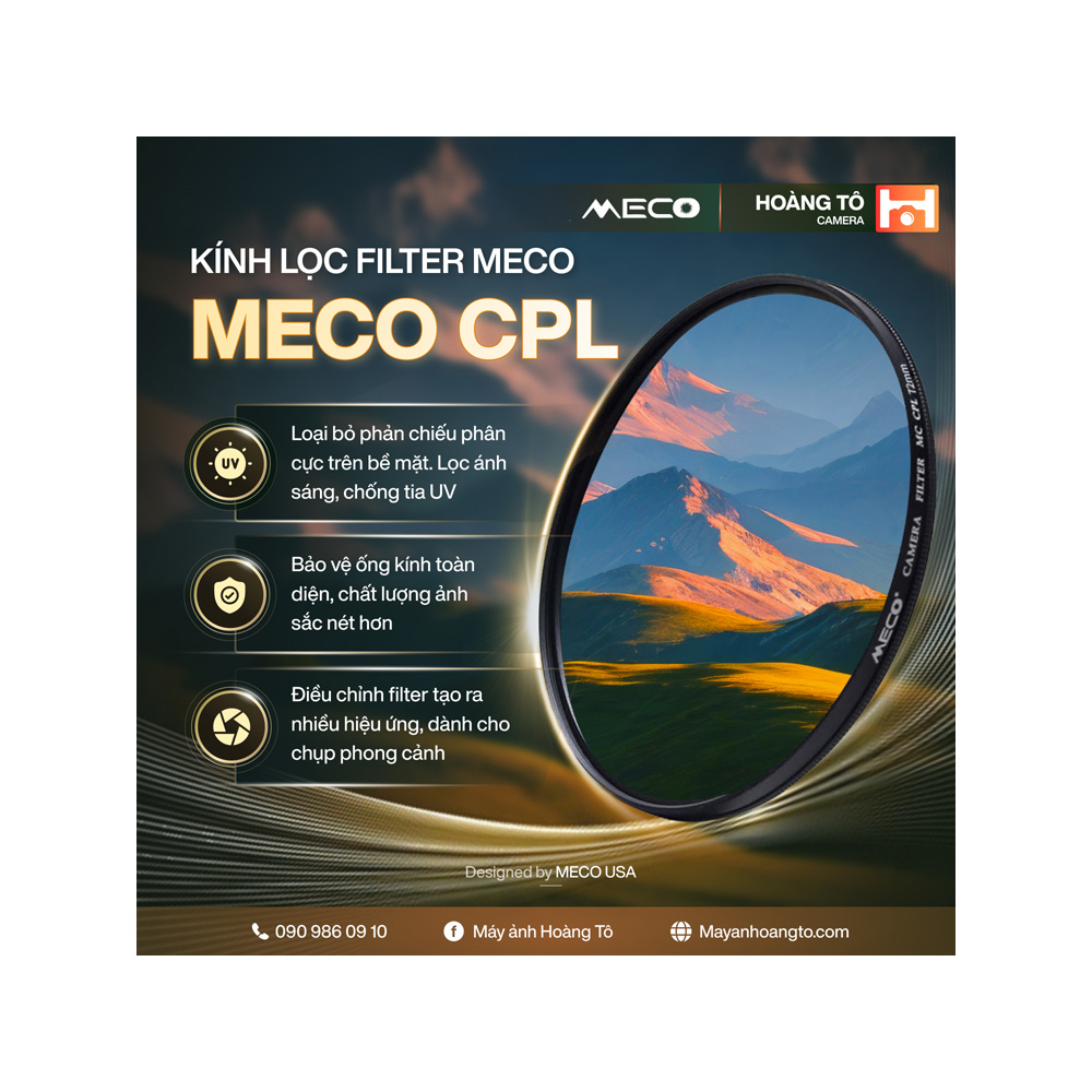 Kính Lọc Filter MECO CPL Cao cấp (Chính hãng từ Mỹ) - Máy Ảnh Xách Tay Nhật